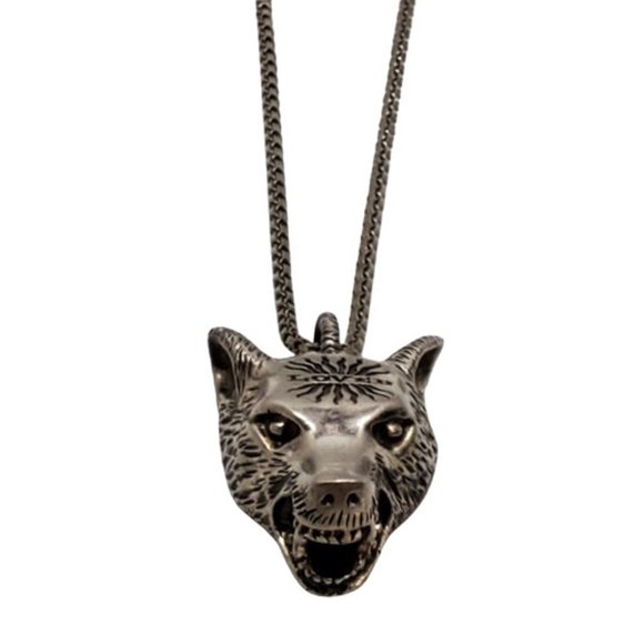 Gucci | Jewelry | Gucci 47693 Anger Forest Wolf Head Necklace Sv925 ...